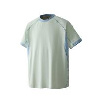China Men's Raglan Sleeve Color Block T-shirt Fine Stripe Polyester Quick Dry Antibacterial Outdoor Short Sleeve Custom OEM for sale