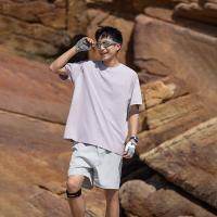 China Men's Raglan Sleeve Color Block T-shirt Fine Stripe Polyester Quick Dry Antibacterial Outdoor Short Sleeve Custom OEM for sale
