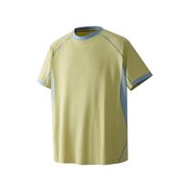 China Men's Raglan Sleeve Color Block T-shirt Fine Stripe Polyester Quick Dry Antibacterial Outdoor Short Sleeve Custom OEM for sale