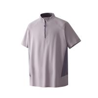 China Men's Half Zip Stand Collar Polo Shirt Fine Mesh Polyester Quick Dry Antibacterial Color Block Outdoor Short Sleeve OEM Custom for sale