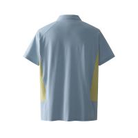 China Men's Half Zip Stand Collar Polo Shirt Fine Mesh Polyester Quick Dry Antibacterial Color Block Outdoor Short Sleeve OEM Custom for sale