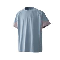 China Men's Color Block Quick Dry Antibacterial Crew Neck T-Shirt, Outdoor Breathable Sports Tee For Fishing Hiking Kayaking Custom OEM ODM for sale