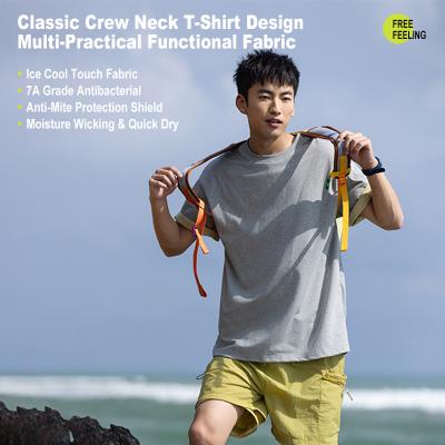 China Cool 7A Antibacterial Moisture Wicking Quick Dry Breathable Couple Short Sleeve T-Shirt, Summer Outdoor Sports Casual Tee for sale