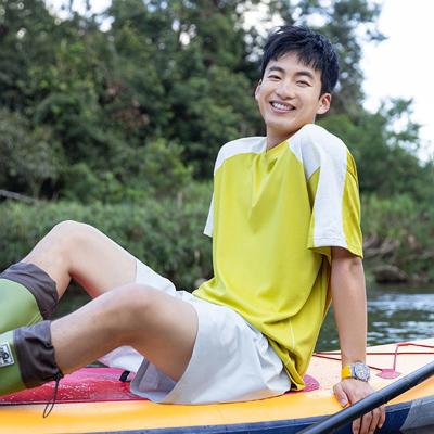 China Custom Men UV Protection Quick Dry Anti-Bacterial Color Block T-Shirt, 34%Cotton 34%Modal 32%Polyester Loose Outdoor Tee For Fishing Surfing for sale