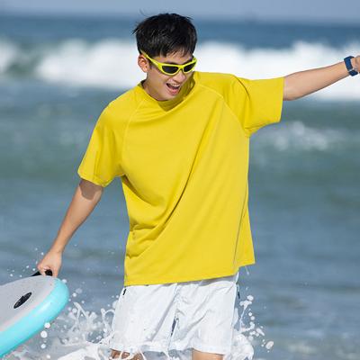 China Custom Men UV Protection Quick Dry Anti-Bacterial Color Block Crew Neck T-Shirt, Loose Outdoor Short Sleeve Top For Fishing Surfing Sports for sale