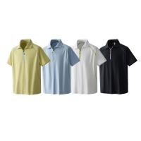 China Custom Men Half Zip Quick Dry Anti-Bacterial Polo Shirt, Loose Stand Collar Outdoor Short Sleeve Top For Fishing Surfing Sports for sale