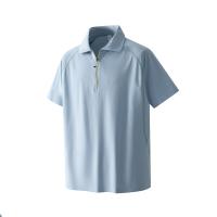 China Custom Men Half Zip Quick Dry Anti-Bacterial Polo Shirt, Loose Stand Collar Outdoor Short Sleeve Top For Fishing Surfing Sports for sale
