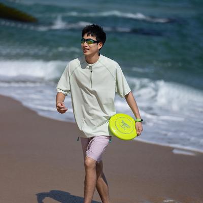 China Custom Men Half Zip Quick Dry Anti-Bacterial Stand Collar Polo Shirt, Loose Outdoor Short Sleeve Top For Fishing Surfing Sports for sale