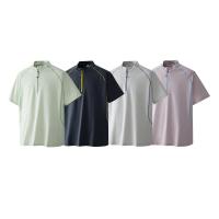 China Custom Men Half Zip Quick Dry Anti-Bacterial Stand Collar Polo Shirt, Loose Outdoor Short Sleeve Top For Fishing Surfing Sports for sale