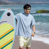 China Summer Outdoor Anti-UV Antibacterial Quick Dry Loose Half-Zip Casual Couple Short Sleeve T-Shirt for sale
