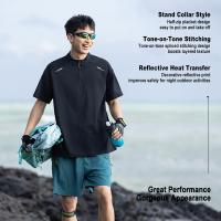China Summer Outdoor Anti-UV Antibacterial Quick Dry Loose Half-Zip Casual Couple Short Sleeve T-Shirt for sale