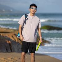 China Summer Outdoor Moisture Wicking Quick Dry Sun Protection Versatile Hiking Trekking Stand Collar Couple Short Sleeve T-Shirt for sale