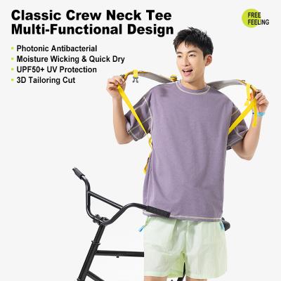 China Summer Outdoor Sun Protection Moisture Wicking Quick Dry Color Block Stitched Loose Fit Couple Sports Short Sleeve T-Shirt for sale