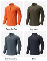 China Men's 1/4 Zip Fleece Long Sleeve Top, 100% Polyester Thermal Waffle Knit Pullover, Outdoor Warm Quarter Zip Stand Collar Performance Shirt for sale