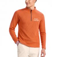 China Men's 1/4 Zip Fleece Long Sleeve Top, 100% Polyester Thermal Waffle Knit Pullover, Outdoor Warm Quarter Zip Stand Collar Performance Shirt for sale