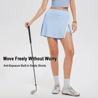 China Women Quick Dry Stretch Tennis Skort Slit Fake Two-Piece Anti-Exposure Outdoor Fitness Skirt for sale