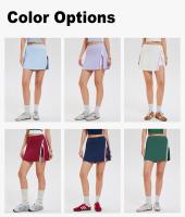 China Women Quick Dry Stretch Tennis Skort Slit Fake Two-Piece Anti-Exposure Outdoor Fitness Skirt for sale