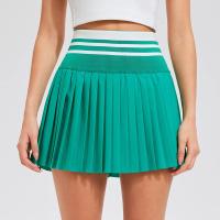 China Women High Waist Pleated Tennis Skort Quick Dry Color Block Anti Walkout Running Badminton Fitness Sports Skirt for sale