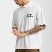 China Men's Half Zip Raglan Cycling T-Shirt, Quick Dry Ice Feel Nylon Spandex Athletic Top, OEM Custom Logo & Private Label Service Available for sale