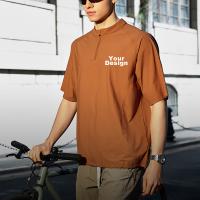 China Men's Half Zip Raglan Cycling T-Shirt, Quick Dry Ice Feel Nylon Spandex Athletic Top, OEM Custom Logo & Private Label Service Available for sale
