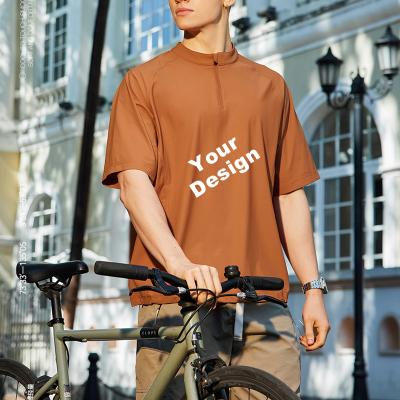 China Men's Half Zip Raglan Cycling T-Shirt, Quick Dry Ice Feel Nylon Spandex Athletic Top, OEM Custom Logo & Private Label Service Available for sale