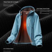 China Men Hooded Soft Shell Hiking Jacket, Windproof Water Repellent Fleece Lined Outdoor Coat, OEM Custom Logo & Private Label for sale