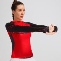 China Women Hooded Long Sleeve Running T-Shirt, Color Block Quick Dry Athletic Top With Thumb Holes, OEM Custom Logo & Private Label for sale