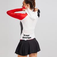 China Women Hooded Long Sleeve Running T-Shirt, Color Block Quick Dry Athletic Top With Thumb Holes, OEM Custom Logo & Private Label for sale