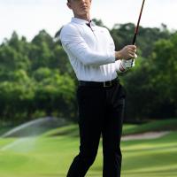 China Custom Logo Men Regular Fit Long Sleeve Golf Polo Shirt, 92%/90% Polyester 8%/10% Spandex Medium Stretch Quick Dry Athletic Golf Training Top Custom Color for sale