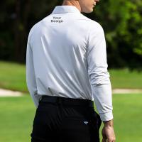 China Custom Logo Men Regular Fit Long Sleeve Golf Polo Shirt, 92%/90% Polyester 8%/10% Spandex Medium Stretch Quick Dry Athletic Golf Training Top Custom Color for sale