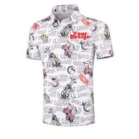 China Men's High Stretch Thin Printed Golf Short Sleeve T-Shirt Moisture Wicking 3A Antibacterial UV Cool Sport Tee for sale