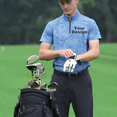 China Men's Quick Dry Golf T-Shirt Custom Logo 92% Polyester 8% Spandex Short Sleeve Athletic Golf Top for Outdoor Sports for sale