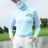 China Women's Ice Silk Golf Sun Protection Shirt Long Sleeve UV Protection Base Layer Top Custom Logo All Seasons Wear for sale