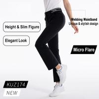 China Women Elegant Micro Flare Golf Pants Slim Fit Height Boosting Ladies Golf Trousers for sale