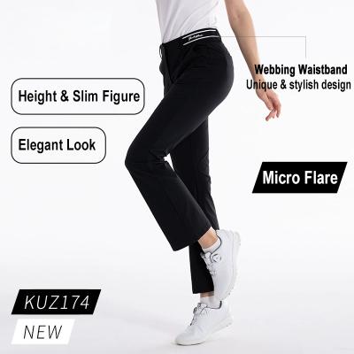 China Women Elegant Micro Flare Golf Pants Slim Fit Height Boosting Ladies Golf Trousers for sale