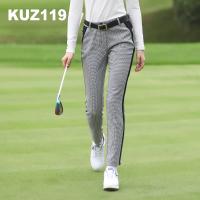 China Custom OEM Ladies Houndstooth Print Golf Long Pants Autumn Winter Sports Trousers for sale