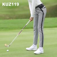 China Custom OEM Ladies Houndstooth Print Golf Long Pants Autumn Winter Sports Trousers for sale