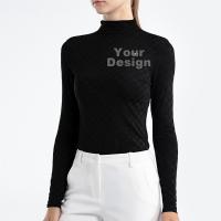 China Women’s Golf Long Sleeve Base Layer Top, Jacquard Grid Slim Fit Thermal Shirt for sale