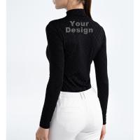 China Women’s Golf Long Sleeve Base Layer Top, Jacquard Grid Slim Fit Thermal Shirt for sale