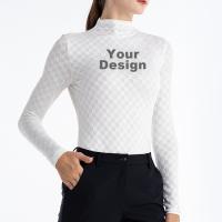 China Women’s Golf Long Sleeve Base Layer Top, Jacquard Grid Slim Fit Thermal Shirt for sale