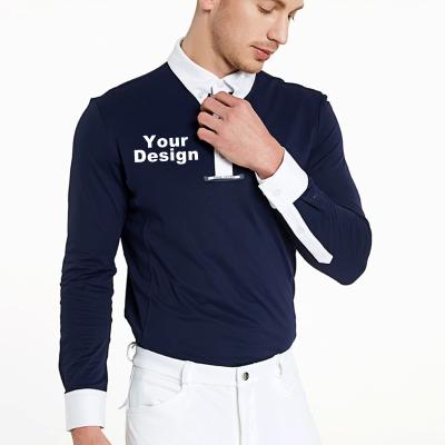 China Men's Custom Logo Long Sleeve Knit Sports Shirt for Golf Pickleball Tennis for sale