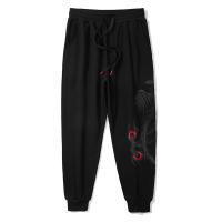 China Customized Design 3D Embroidered Pattern Men's Sweatpants Vintage Style High Quality 100% Cotton Mid Waist Fleece Thickness for sale