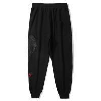 China Customized Design 3D Embroidered Pattern Men's Sweatpants Vintage Style High Quality 100% Cotton Mid Waist Fleece Thickness for sale