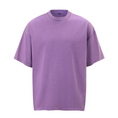 China Wholesale 100% Pure Cotton T-Shirt Washed Blank O-Neck Half-Sleeve Square Oversized 250 Grams Heavy Boxy Fit Loose Vintage Style for sale