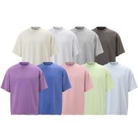 China Wholesale 100% Pure Cotton T-Shirt Washed Blank O-Neck Half-Sleeve Square Oversized 250 Grams Heavy Boxy Fit Loose Vintage Style for sale