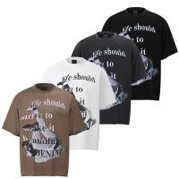 China Men's Hip Hop Style Skateboard T-Shirt Fashion Oversized Solid Pattern 100% 230g Heavy Cotton Breathable Eco-friendly Digital for sale