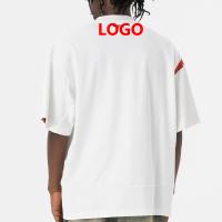 China Customized Men's American Retro Fashion Brand V-Neck Short Sleeved T-shirt Knitted Patchwork Jersey Style Contrasting Colors for sale