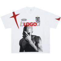 China Customized Men's American Retro Fashion Brand V-Neck Short Sleeved T-shirt Knitted Patchwork Jersey Style Contrasting Colors for sale