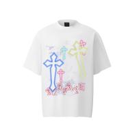 China Men's High Street Letter T-shirts Casual Cotton Breathable Trendy Washed Digital Printing Loose Fit for Summer Solid Knitted for sale