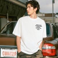 China Men's Casual Short-Sleeved T-Shirt High Quality 300gms Cotton Fun Printed Couple Knitted Fabric Simple Solid Color Stylish New for sale